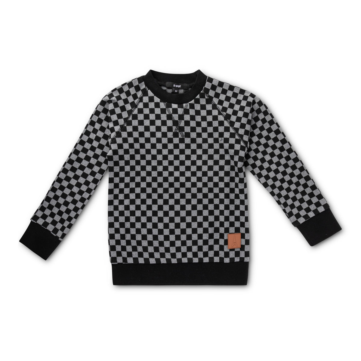 WASHED CHECKED SWEATSHIRT - BLACK FB3129 – TheCasualPlace