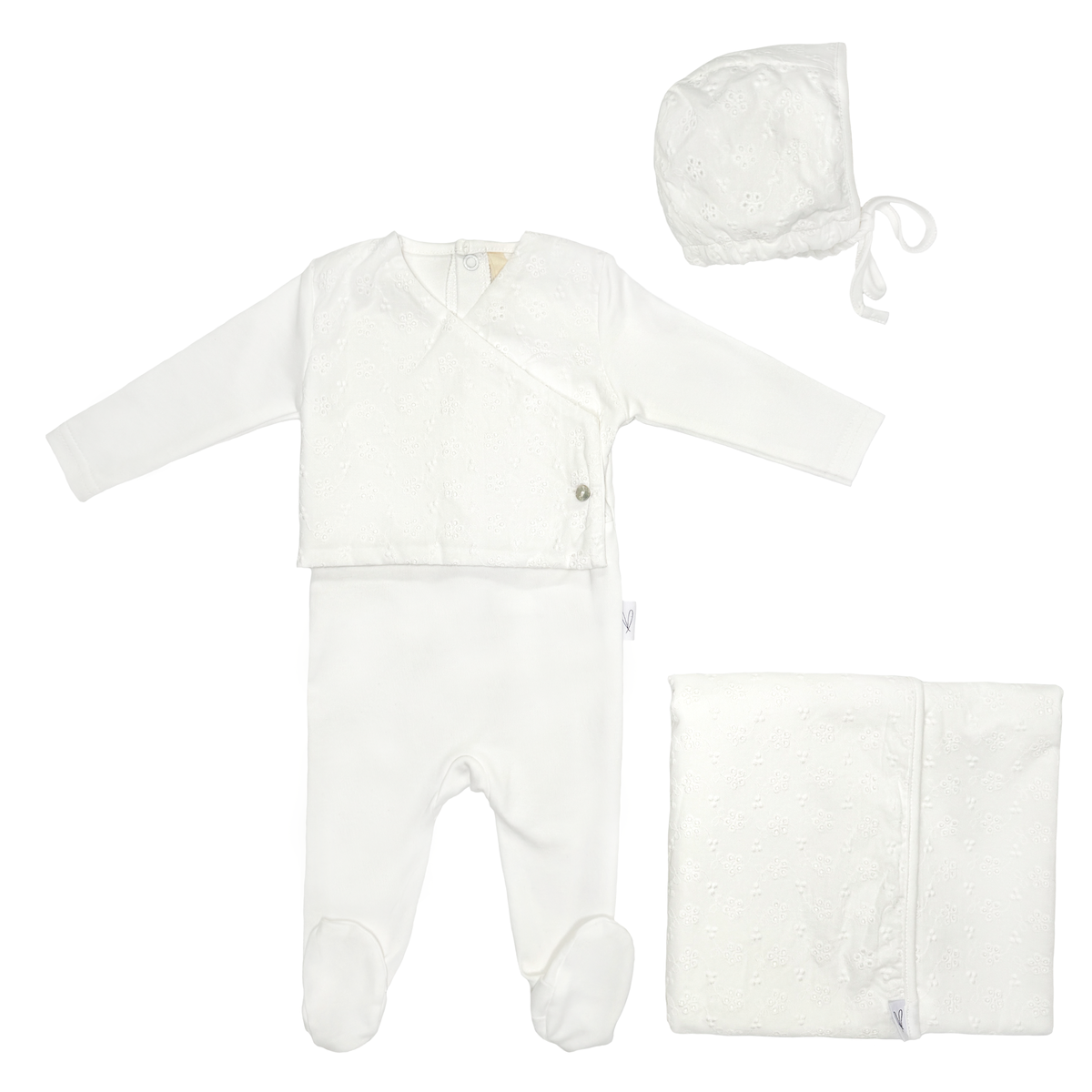 EYELET LAYETTE SET - WHITE L1717-S – TheCasualPlace