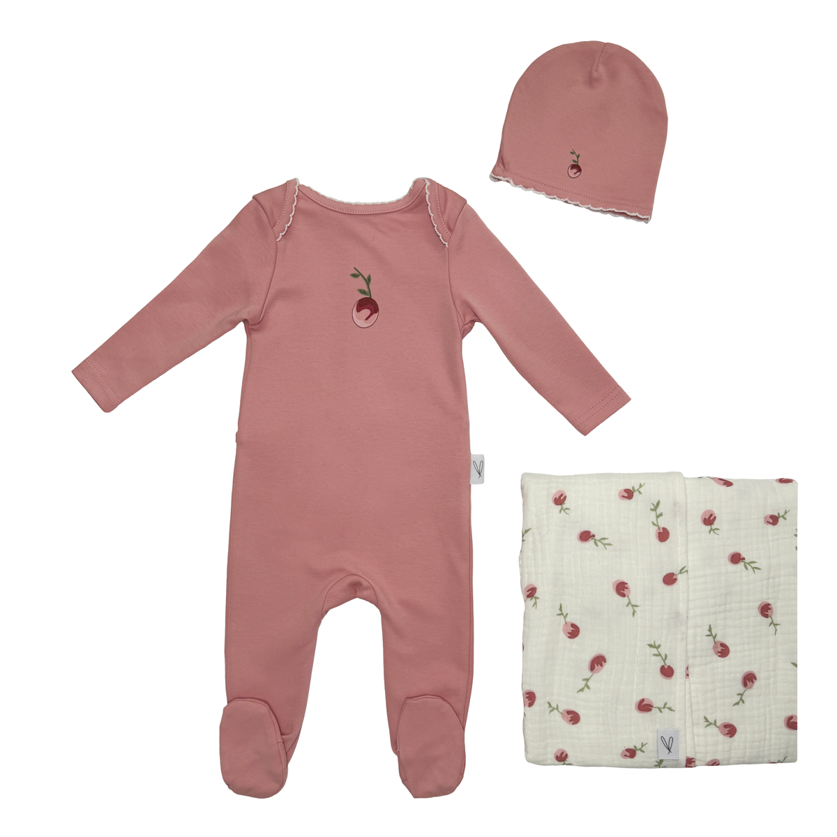 CHERRY LAYETTE SET - PINK L2716-S – TheCasualPlace
