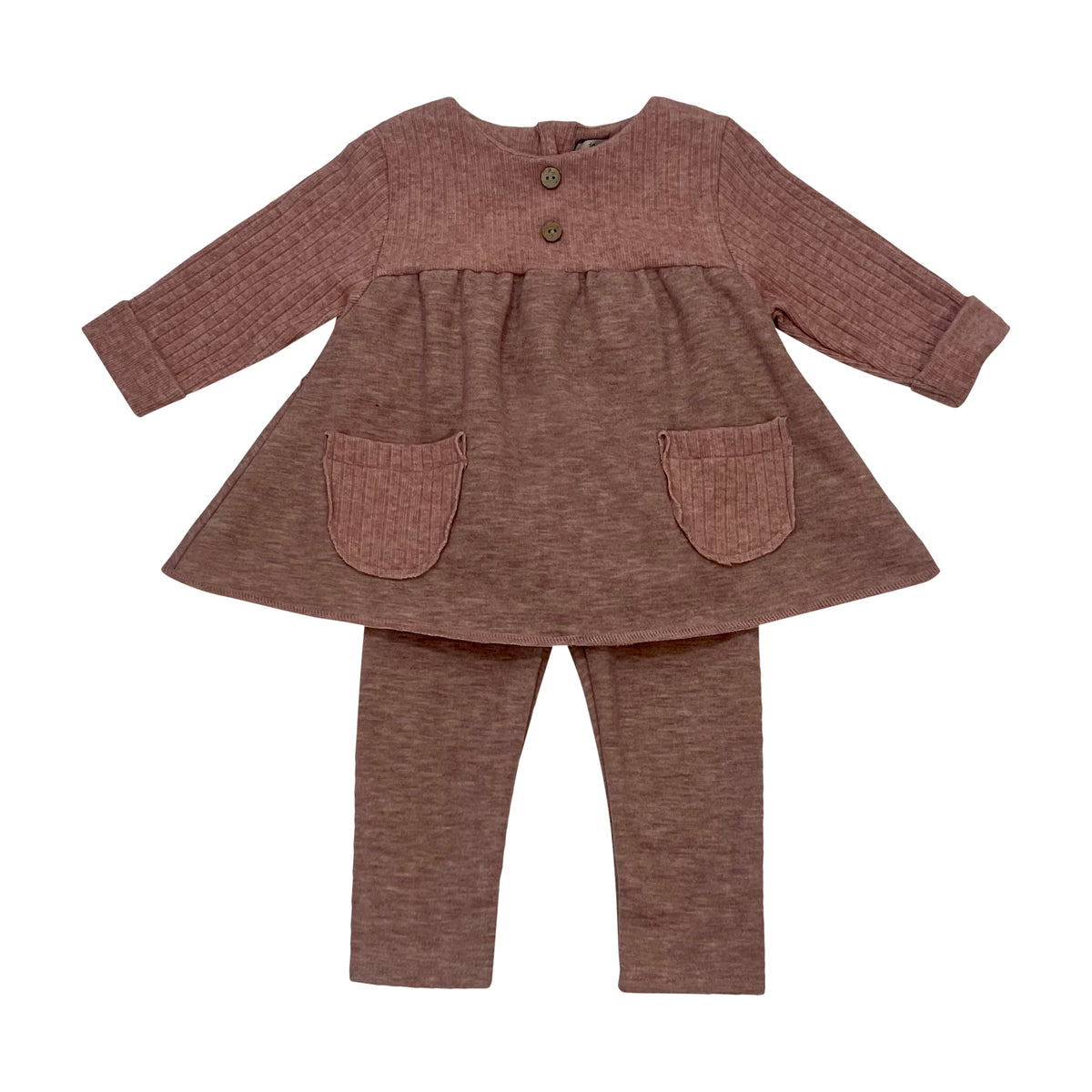 RIBBED GIRLS 2PC SET - MAUVE B2972 – TheCasualPlace